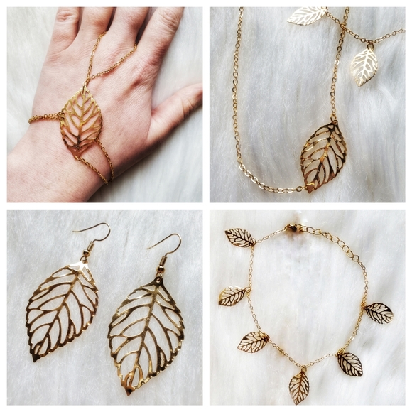 Jewelry | Gold Leaf Jelwery Set | Poshmark